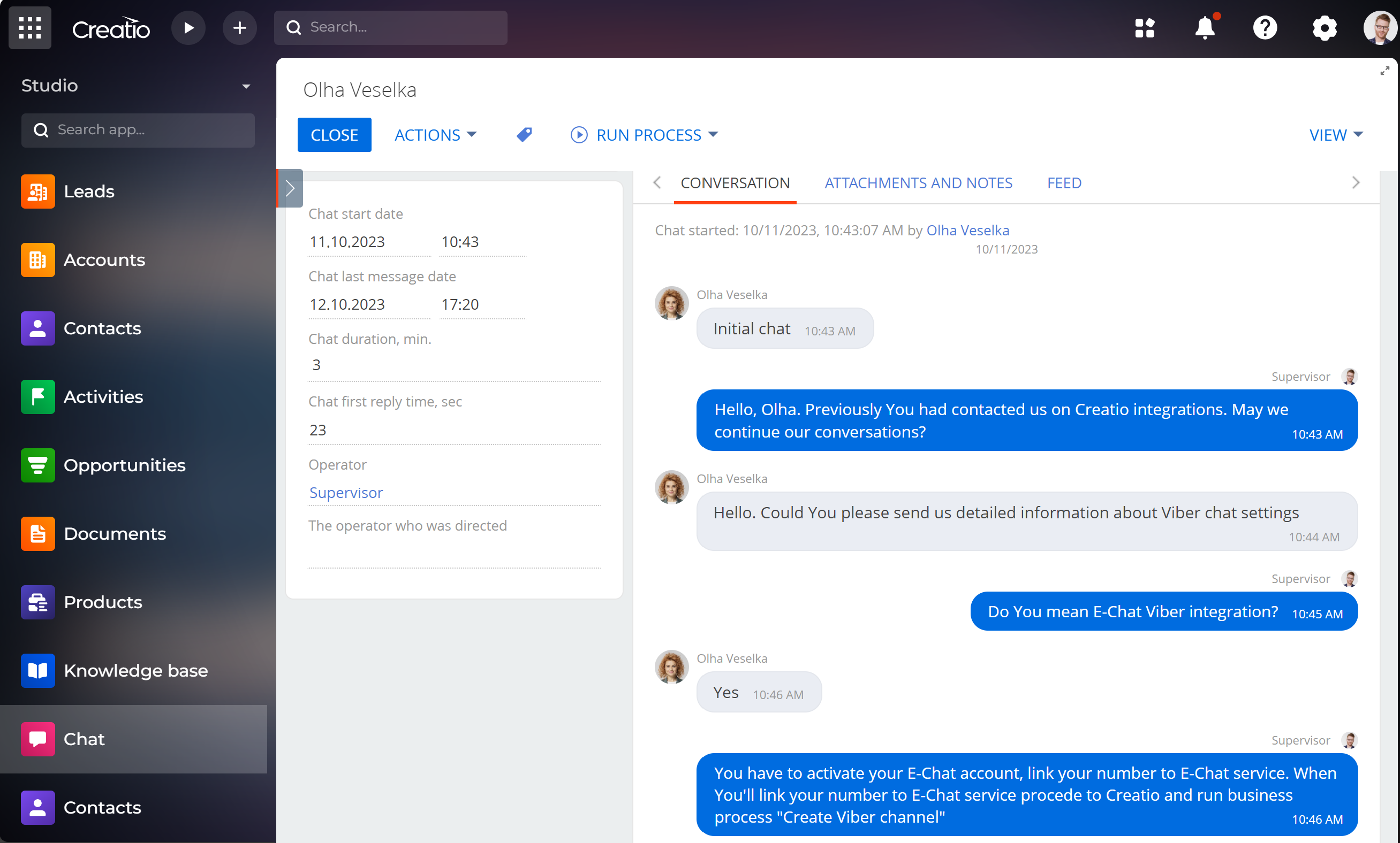 MasterCRM E-Chat integration for Creatio | Creatio Marketplace